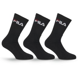 Fila Tennissocken "UNISEX CREW TENNIS FULL TERRY SOCKS", Gr. 35, schwarz, Baumwolle, Elasthan, Polyester, bedruckt, unifarben mit Farbeinsatz,