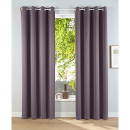 Verdunkelungsvorhang OTTO HOME, B:140cm H:145cm, grau, Polyester, Kinderzimmer, Gardinen, "Solana", 2-er Set, Breite 140 cm, einfarbig