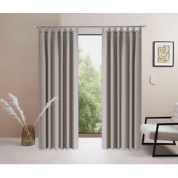 Vorhang OTTO HOME, B:140cm H:145cm, grau, Polyester, Recyceltes Material, Wohnzimmer, Gardinen, "Raja", 2er-Set, Bestseller, einfarbig, modern,