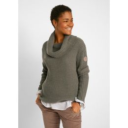 bonprix Damen Strickpullover, gr&uuml;n, Gr. 52, unifarben, Strick, Obermaterial: 60% Polyester, 40% Polyacryl, Pullover, aus Polyester und Polyacryl,