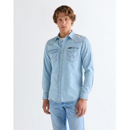 Wrangler Herren Langarmhemd "WESTERN SHIRT", blau, Gr. 4XL, Web, Obermaterial: 100% Baumwolle, Hemden