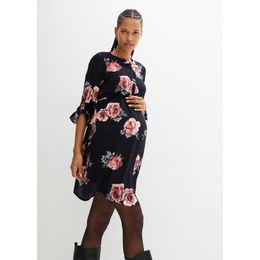 bonprix Damen Umstandskleid "Umstands- und Stillblusenkleid aus flie&szlig;ender Viskose", schwarz, Gr. 38, Obermaterial: 100% Viskose, Kleider, f&uuml;r