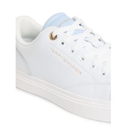 Tommy Hilfiger Damen Plateausneaker "TH CHIC SNEAKER", Gr. 36wei&szlig;, hellbau, Leder, Schuhe, Freizeitschuh, Halbschuh, Schn&uuml;rschuh mit Ziern&auml;hten