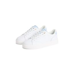 Tommy Hilfiger Damen Plateausneaker "TH CHIC SNEAKER", Gr. 41wei&szlig;, hellbau, Leder, Schuhe, Freizeitschuh, Halbschuh, Schn&uuml;rschuh mit Ziern&auml;hten
