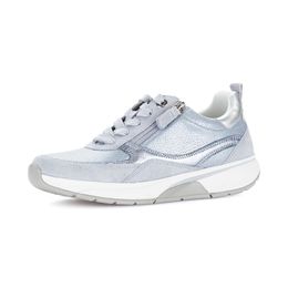 Damen Plateausneaker, Gabor Rollingsoft, Gr. 44blau, silberfarben, Schuhe, Freizeitschuh, Halbschuh, Schn&uuml;rschuh mit Kontrastbesatz, G-Weite