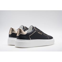 Replay Damen Plateausneaker, Gr. 39, schwarz, Leder, Synthetik, metallic, unifarben mit Farbeinsatz, Schuhe, Freizeitschuh, Schn&uuml;rschuh, Halbschuh