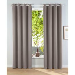Verdunkelungsvorhang OTTO HOME, B:140cm H:145cm, beige, Polyester, Kinderzimmer, Gardinen, "Solana", 2-er Set, Breite 140 cm, einfarbig