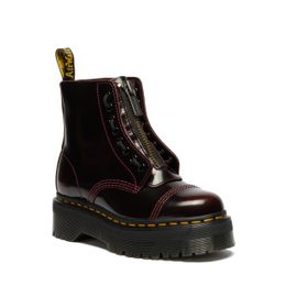 Schn&uuml;rboots Dr. Martens "Sinclair Gemilltes Nappaleder Plateaustiefel", Damen, Gr. 42, dunkelrot, Lackleder, Schuhe Schn&uuml;rboots, Plateauboots, Chunky Boot mit Front-Rei&szlig;verschluss