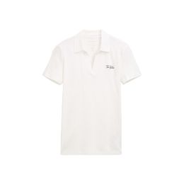Tom Tailor Damen Basic Poloshirt mit Logo-Stickerei, wei&szlig;, Uni, Gr. XL