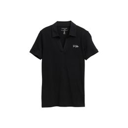 Tom Tailor Damen Basic Poloshirt mit Logo-Stickerei, schwarz, Uni, Gr. XXL