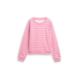 Tom Tailor Denim Damen Sweatshirt mit Streifenmuster, rosa, Gestreift, Gr. L