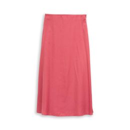 Tom Tailor Damen High Waist Satin Midi-Rock, rot, Uni, Gr. 36