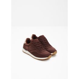 bonprix Sneaker mit Satin-Eins&auml;tzen, braun, Satin