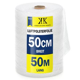 KK VERPACKUNGEN Luftpolsterfolie 50 cm x 50 m 5 mm Noppenh&ouml;he 2-lagig