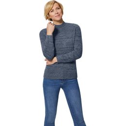 Damen Stehkragenpullover in Boucl&eacute;-Qualit&auml;t blau-meliert, Gr&ouml;&szlig;e 38