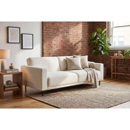 3-Sitzer Home Affaire "Sveeva, B.214 cm, schwarze Metallf&uuml;&szlig;e", creme, B:214cm H:78cm T:90cm, 100% PES, Sofas, langlebiger Webstoff, mit Wellenunterfederung, viele Farben