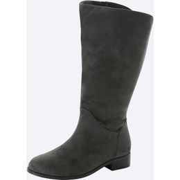 Weitschaftstiefel sheego, Damen, Gr. 38, XXL-Schaft, grau, Lederimitat, Schuhe Weitschaftstiefel