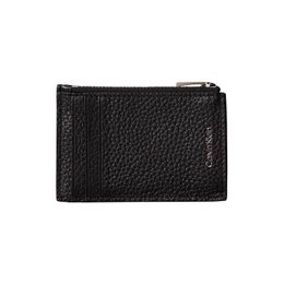 Geldb&ouml;rse Calvin Klein "FOIL EMBOSS N/S ZIP CARDHOLDER", Damen, schwarz, Kleinlederwaren, Unisex Geldbeutel, Portemonnaie mit Logoschriftzug