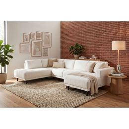 Wohnlandschaft Home Affairecreme, Sofas, "Sveeva, U-Form, XXL, B.310 cm, schwarze Metallf&uuml;&szlig;e", langlebiger Webstoff, mit Wellenunterfederung, viele