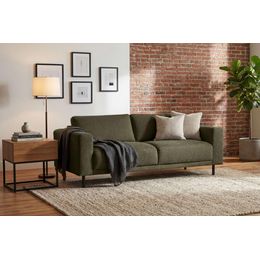 3-Sitzer Home Affaire "Sveeva, B.214 cm, schwarze Metallf&uuml;&szlig;e", khaki, B:214cm H:78cm T:90cm, 100% PES, Sofas, langlebiger Webstoff, mit Wellenunterfederung, viele Farben