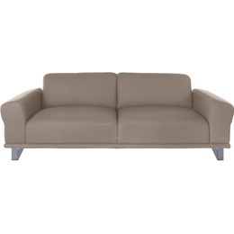 2,5-Sitzer W.Schillig "montanaa", braun (stone z59), B:232cm H:78cm T:94cm, Sofas, mit Metallkufen in Silber matt, Breite 232 cm
