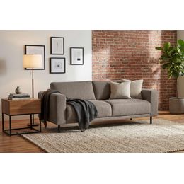 3-Sitzer Home Affaire, B:214cm H:78cm T:90cmbraun, 100% PES, Sofas, "Sveeva, B.214 cm, schwarze Metallf&uuml;&szlig;e", langlebiger Webstoff, mit