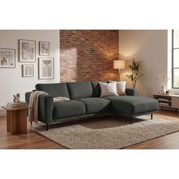 Ecksofa Home Affaire, B:238cm H:78cm T:142cmanthrazit, 100% PES, Wohnzimmer, Sofas, "Sveeva, L-Form, B.238 cm, schwarze Metallf&uuml;&szlig;e", langlebiger