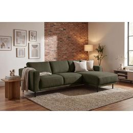 Ecksofa Home Affaire, B:238cm H:78cm T:142cmkhaki, 100% PES, Wohnzimmer, Sofas, "Sveeva, L-Form, B.238 cm, schwarze Metallf&uuml;&szlig;e", langlebiger