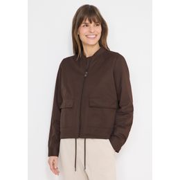 Cecil Damen Outdoorjackemacchiato braun, Gr. XXL, unifarben, Web, 56% Baumwolle, 44% Polyester, Jacken, mit Stehkragen