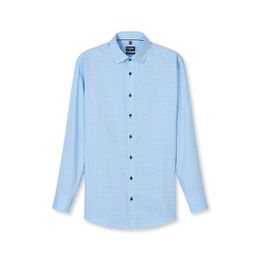 Businesshemd OLYMP "OLYMP Luxor, modern fit, Under-Button-down", Herren, Gr. 43, Normaler Arm, bleu, 100% Baumwolle, Hemden