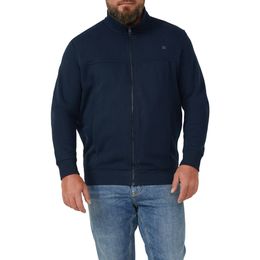 Sweatjacke, Herren, Gr. 5XL, blau, Web, Obermaterial: 70% Baumwolle, 30% Polyester, s.Oliver MEN BIG SIZES, unifarben, regular fit h&uuml;ftbedeckend, Rundhals, Rippb&uuml;ndchen, Sweatjacken Sweatjacke, mit Rei&szlig;verschluss und Stehkragen