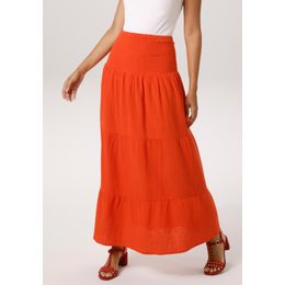 Sommerkleid Aniston CASUAL, Damen, Gr. 34, N-Gr, orangerot, Kleider Sommerkleid, - auch als Maxirock tragbar - NEUE KOLLEKTION