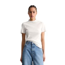 Marc O'Polo T-Shirt MARC O'POLO DENIM "aus Organic Cotton-Stretch-Jersey", Damen, Gr. L, silky wei&szlig;, Obermaterial: 96% Baumwolle, 4% Elasthan, unifarben, Basic, slim fit, Babylock, Shirts T-Shirt
