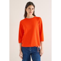 Cecil Damen 3/4-Arm-Shirtcherry tomato orange, Gr. L, unifarben, Stoff, 48% Polyester, 48% Viskose, 4% Elasthan, Shirts, mit U-Boot-Ausschnitt
