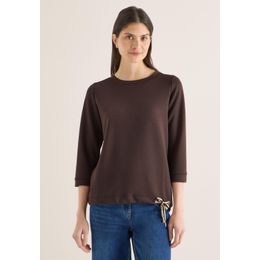 3/4-Arm-Shirt Cecil, Damen, Gr. M (40), macchiato braun, Stoff, 48% Polyester, 48% Viskose, 4% Elasthan, unifarben, comfort fit normal, U-Boot-Ausschnitt, B&uuml;ndchen, Shirts 3/4-Arm-Shirt, mit U-Boot-Ausschnitt