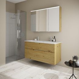 Burgbad Eqio Schrank mit Slim Keramik-Doppelwaschtisch, mit Spiegelschrank, SHCQ122LF5662C0001G0146,