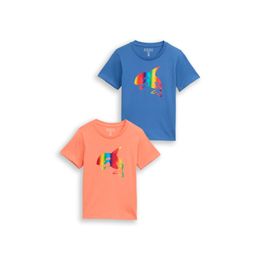T-Shirt Tom Tailor, Jungen, Gr. 116/122, federal blau, Jersey, Obermaterial: 100% Baumwolle, bedruckt, regular fit normal, Rundhals, gerader Abschluss, Shirts T-Shirt, im 2er Pack