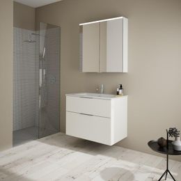 Burgbad Eqio Schrank mit Slim Keramik-Waschtisch, mit Spiegelschrank, SHCP082F2009C0001G0146,