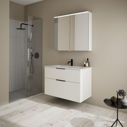 Burgbad Eqio Schrank mit Slim Keramik-Waschtisch, mit Spiegelschrank, SHCP092F6582C0001G0200,