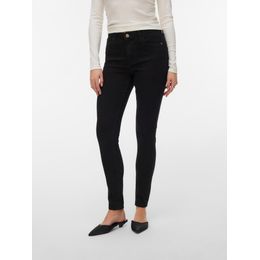 V&eacute;ro Moda Skinny-fit-Jeans VERO MODA "VMPOLLY MR SKINNY JEANS RA135 NOOS", Damen, Gr. S, L&auml;nge 32, schwarz, Denim/Jeans, Obermaterial: 98% Baumwolle, 2% Elasthan, unifarben, skinny fit lang, Jeans, Baumwollmischung, skinny fit