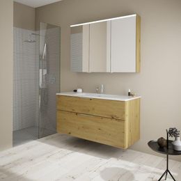 Burgbad Eqio Schrank mit Slim Keramik-Waschtisch, mit Spiegelschrank, SHCP122LF5662C0001G0146,