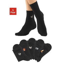 H.I.S. H.I.S Socken schwarz Gr. 35-38 f&uuml;r Damen. Normal. Nachhaltig.