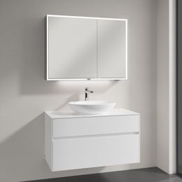 Villeroy & Boch Villeroy & Boch Embrace Schrank mit Loop & Friends Waschtisch, mit Spiegelschrank My View Now, 4A470001+A95600DH+A4551000, My View Now