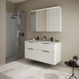 Burgbad Eqio Schrank mit Slim Keramik-Doppelwaschtisch, mit Spiegelschrank, SHCR122LF6582C0001G0200,