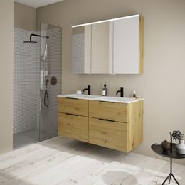 Burgbad Eqio Schrank mit Slim Keramik-Doppelwaschtisch, mit Spiegelschrank, SHCR122RF5662C0001G0200,