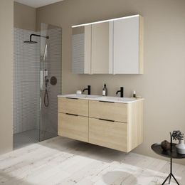 Burgbad Eqio Schrank mit Slim Keramik-Doppelwaschtisch, mit Spiegelschrank, SHCR122LF3180C0001G0200,
