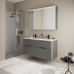 Burgbad Eqio Schrank mit Slim Keramik-Doppelwaschtisch, mit Spiegelschrank, SHCR122RF6584C0001G0200,
