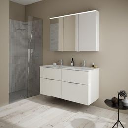 Burgbad Eqio Schrank mit Slim Keramik-Doppelwaschtisch, mit Spiegelschrank, SHCR122RF2009C0001G0146,