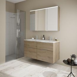 Burgbad Eqio Schrank mit Slim Keramik-Doppelwaschtisch, mit Spiegelschrank, SHCR122RF6423C0001G0146,
