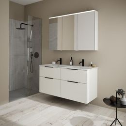 Burgbad Eqio Schrank mit Slim Keramik-Doppelwaschtisch, mit Spiegelschrank, SHCR122RF2009C0001G0200,